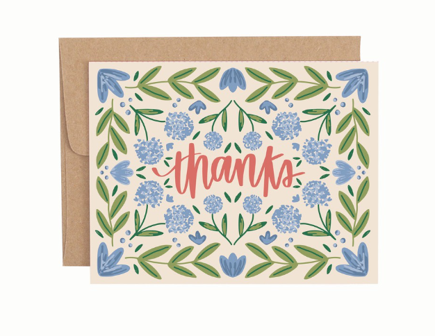 Blue Floral Thanks Card – Darling State of Mind