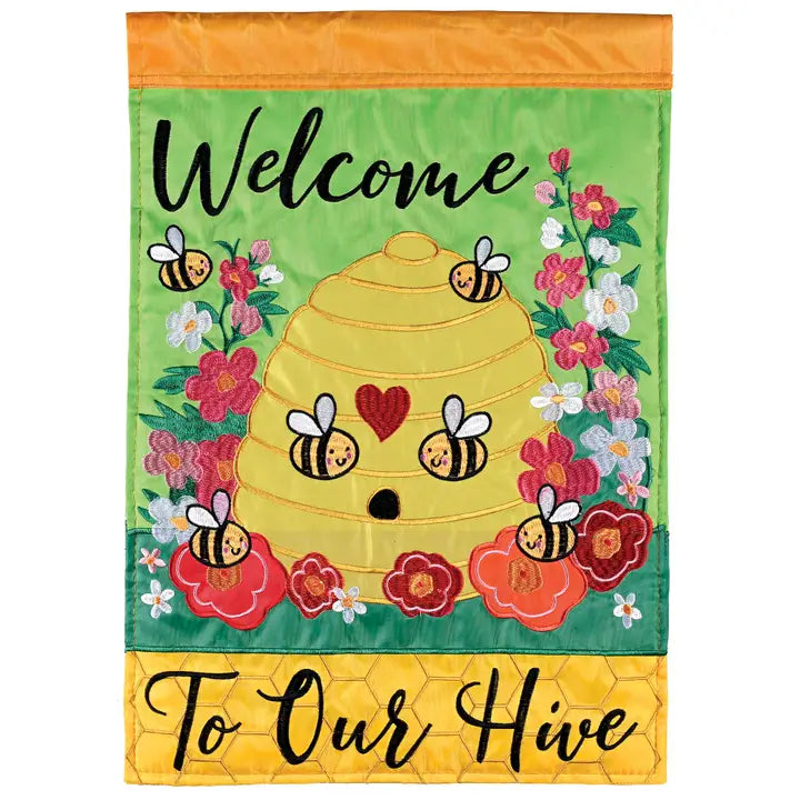 Bee Welcome to Our Hive Garden Flag – Darling State of Mind