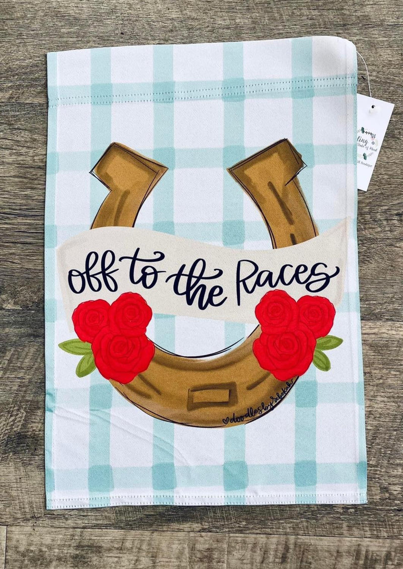 Off To The Races Garden Flag – Darling State of Mind