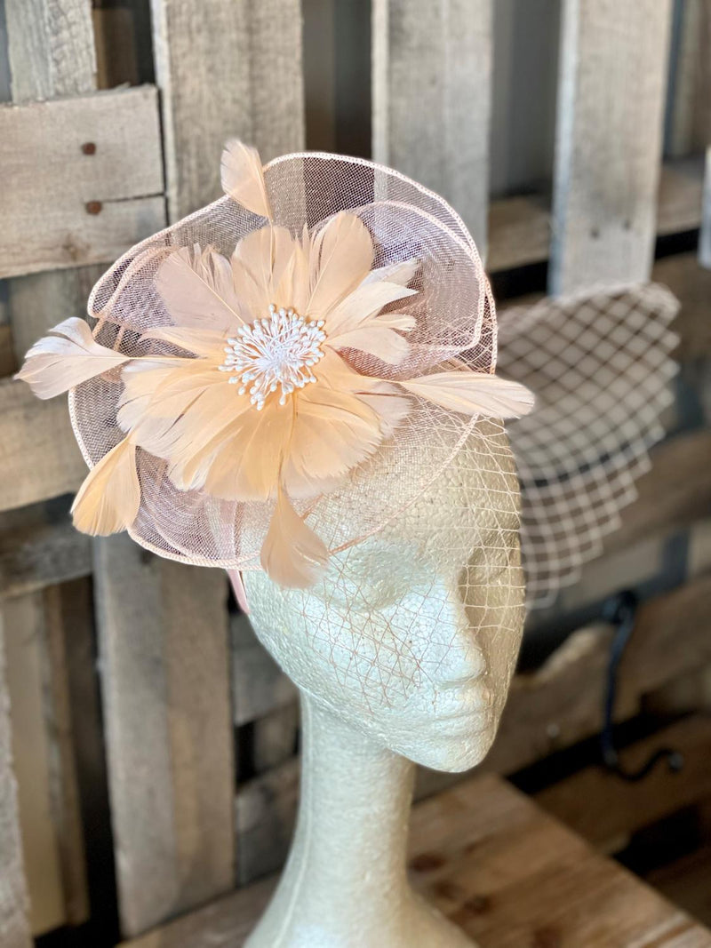 Salmon Flower Mesh Fascinator – Darling State of Mind