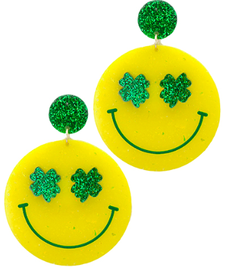 Smiley Face St. Pat Earrings Yellow – Darling State of Mind