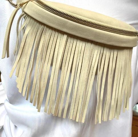 Suede Fringe Fanny Pack Ivory – Darling State of Mind