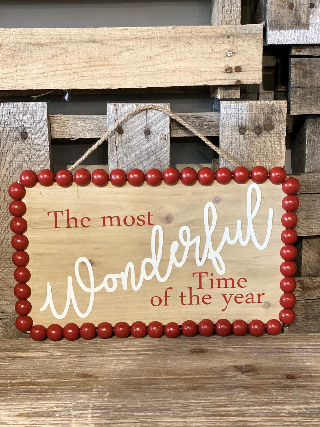 Wood Bead Trim Christmas Sign – Darling State of Mind